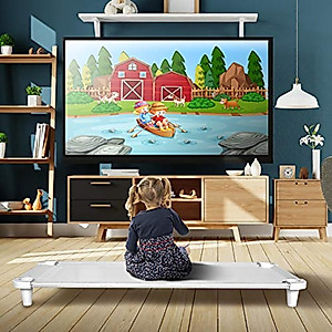 Acrimet Premium Stackable Nap Cot (Stainless Steel Tubes) (White Cot - White Feet) (1 Unit)