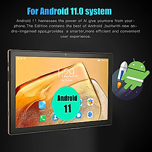 Alvinlite 10" Android Tablet, 7000mah 8 Core 5G WiFi Capacitor Screen 5 Points Touch, 6GB 256GB ROM Dual SIM Dual Speaker, Callable Android 11 Tablet 100‑240V(Gold)