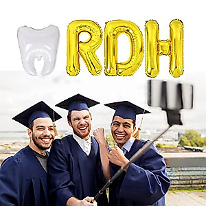 2 Pack 32 Inch RDH Letter Balloons & 16 Inch Tooth Shaped Balloons for Dental Student Graduation Party Decorations, Dental School Balloons Decor for Registered Dental Hygienist Graduation
