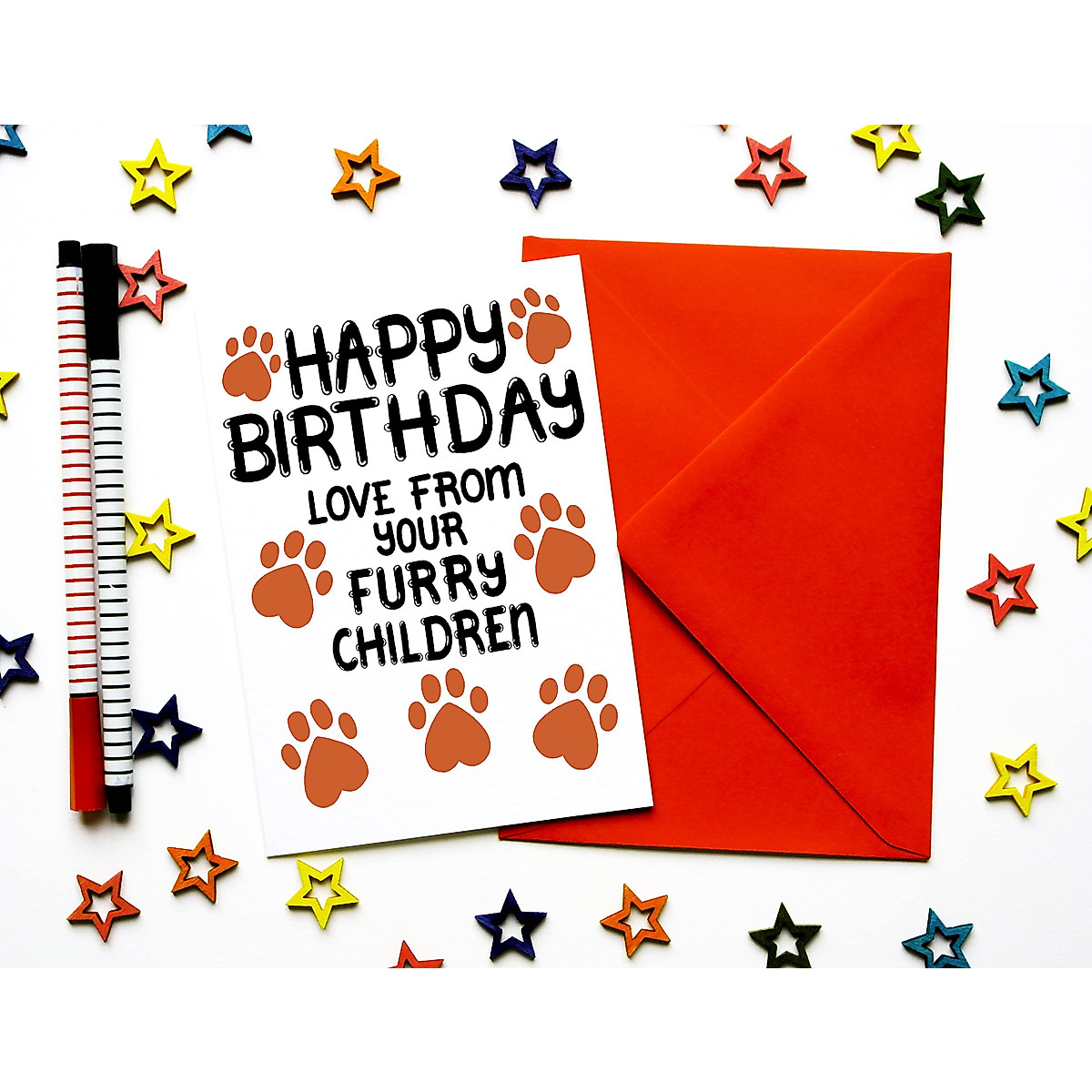 Birthday Card Love From Furry Children, Pets, Dogs, Cats, Animals, Fur Babies For Mom, Dad