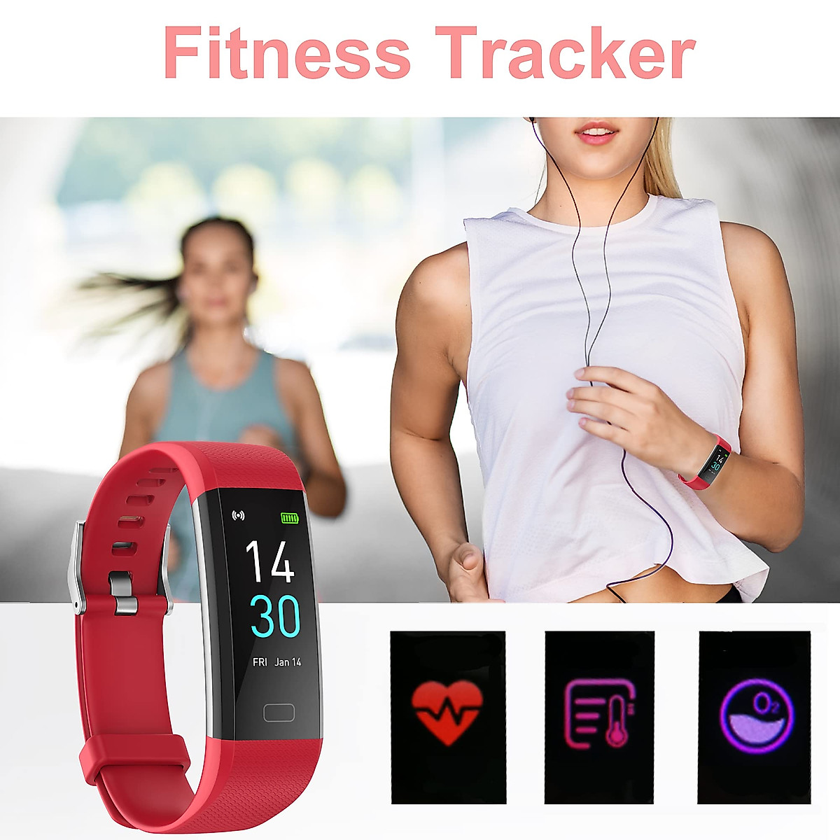IP68 Fitness Tracker Blood Pressure Heat Rate Monitor Smart Watch Blood Oxygen Sleep Monitor Activity Tracker Pedometer Watch for Women Men