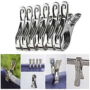 6pcs Stainless Steel Large Beach Towel Clips Clothespins Clothes Pegs Clothes Hanger Clamp Storage Organization Clip Hanger