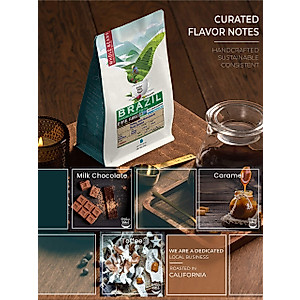32 Ounce (2 LB) NON-GMO Single Origin Dark Roast Brazil Coffee, Low Acidity all Natural, Single Origin Whole Bean Coffee Notes: Rich Dark Caramel, Milk Chocolate and Sweet Toffee - CoffeaFarms by Coffeeland