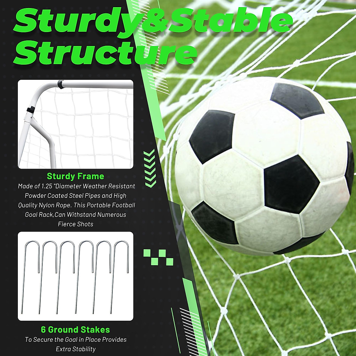 HomGarden 12' x 6' Portable Soccer Goal Football Post Target Net Tournament Regulation Training Aid Ultimate Backyard Outdoor Kids Soccer Goal