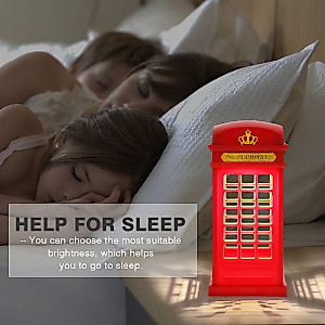 Anten Telephone Booth Vintage London Designed USB Charging LED Night Lamp Touch Sensor Table Desk Light Touch Panel Power-Saving Light Bedside Lamp