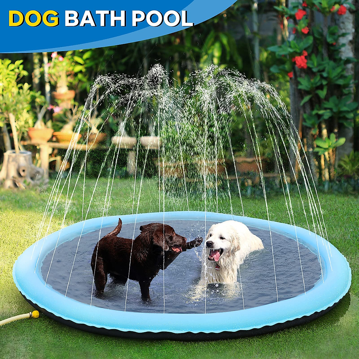 Splash Pad - Splash Pad for Dogs and Kids, Dog Splash Pad 67'', Inflatable Water Summer Pool Toys, Outdoor Play Mat for Kids & Toddlers - Navy