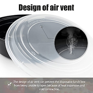 Azure Zone, [38 oz. 45-Pack Round Meal Prep Food Container with Lid - Disposable Bowls - Stackable - Freezer/Microwave/Dishwasher Safe - Reusable Storage - Portable - BPA Free - Bento Box