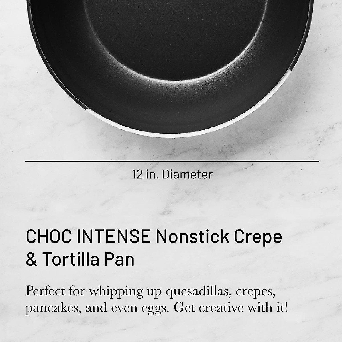 De Buyer CHOC INTENSE Nonstick Crepe & Tortilla Pan - 12” - Ideal for Making & Reheating Crepes, Tortillas & Pancakes - 5-Layer PTFE Coating - Made in France
