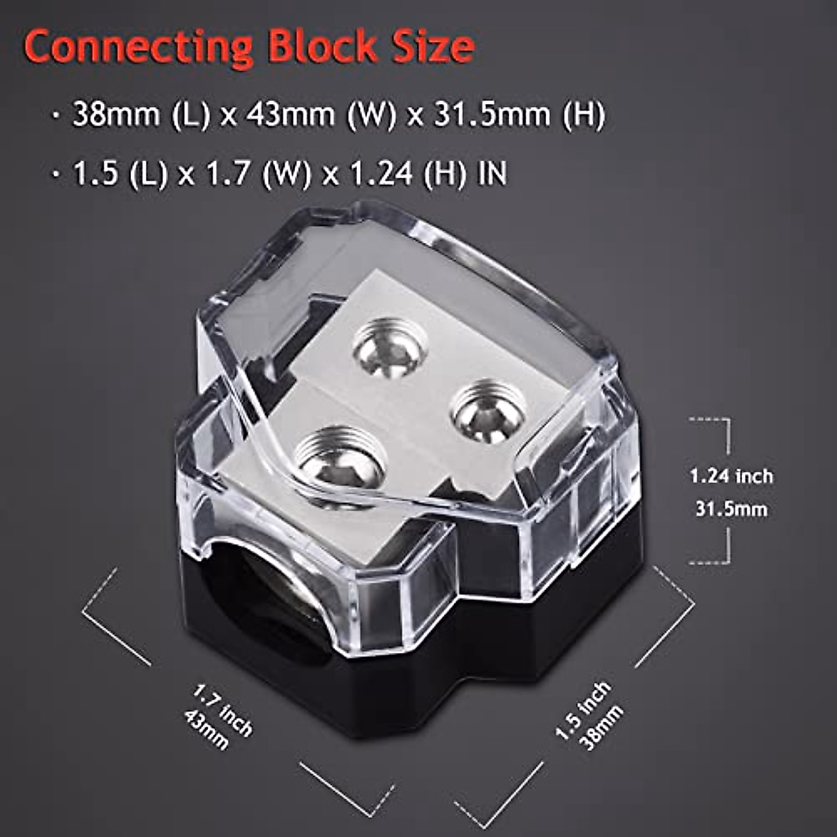 Hamolar 4 Pack 2 Way Power Distribution Block, 0/2/4 Gauge in / 4/8 Gauge Out Amp Power Distribution Ground Distributor Connecting Block for Car Audio Amplifier Splitter
