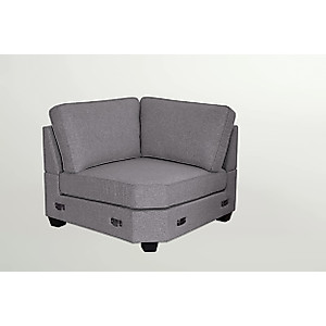 Legend Vansen Fabric Flexible Combination Module Reversible U Shaped Sofa for Living Room, Dark Grey Sectional