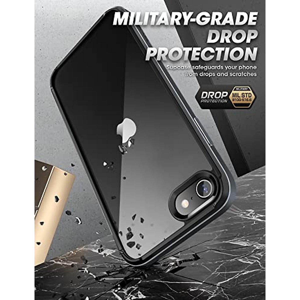 SUPCASE Unicorn Beetle Edge Series Case for iPhone SE (2020/2022) /iPhone 7 /iPhone 8, Slim Frame Clear Case with TPU Inner Bumper & Transparent Back (Black)