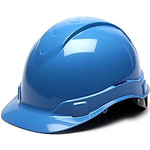 Pyramex Safety Ridgeline Hard Hat 4pt w/ Glide Lock, Light Blue, HP44162
