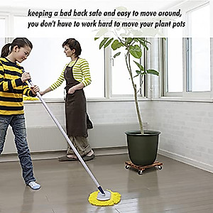 KarNeey 2 Pack Plant Caddy Wooden Plant Stand with Wheels 12 Inch Square Plant Roller with Metal Lockable Caster Wheels Heavy Duty Rolling Plant Stand Outdoor/Indoor Plant Dolly on Patio/Flower Pot