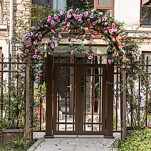 4 Pack (32FT) Artificial Rose Vine Fake Flowers Garland Hanging Silk Rose Ivy Plants Vine for Wedding Arch Party Garden Home Bedroom Office Wall Aesthetic Art Décor (Pink)