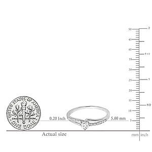 Dazzlingrock Collection 0.33 Carat (ctw) 10K Round Cut Diamond Bridal Wave Promise Engagement Ring 1/3 CT, White Gold, Size 6.5