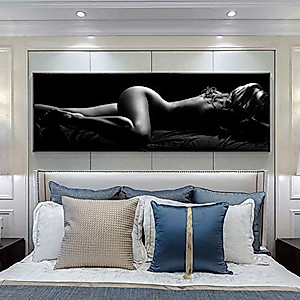 Nude Portrait Art Poster Print on Canvas Painting Sexy Sleeping Black and White Women Wall Art Picture for Living Room Decor (PM669,60x180cm No Frame)