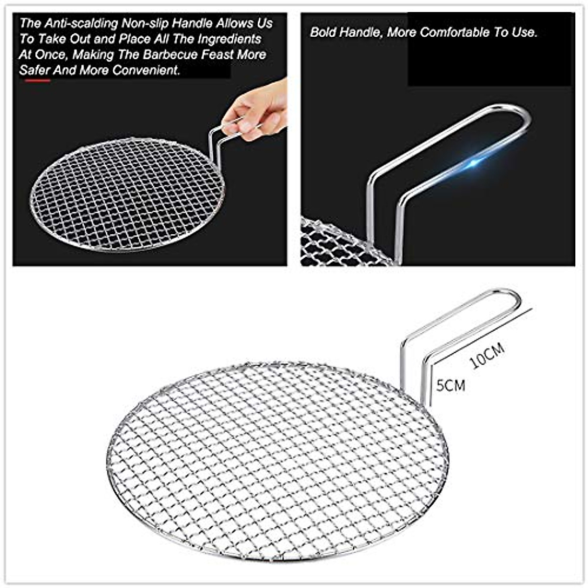 B&C.Room 304 Stainless Steel Rond Barbecue Racks Mesh Wire BBQ Korea Carbon Baking Net Grill Pan Grate Diameter:29.5cm