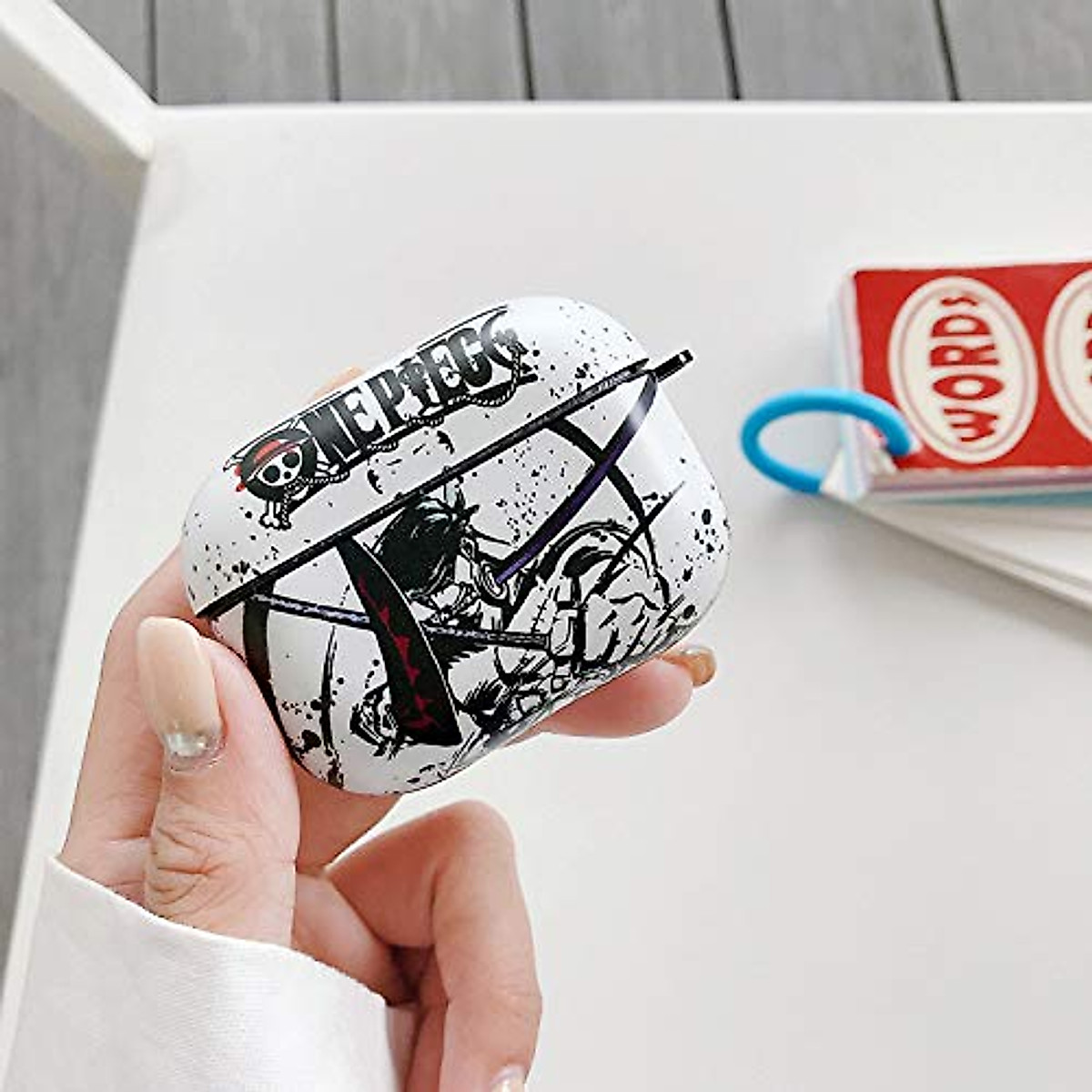 BONICI Protective Case for AirPods Pro, Creative Anime Hero Theme Chinese Landscape Painting Style White Black Soft Silicone TPU Rubber Cover Earbud Earphone Wireless Charging Case -Pattern 9