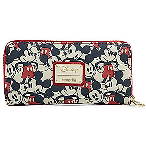 Loungefly Disney Mickey & Minnie Mouse Wallet Zip Around Clutch Faux Leather