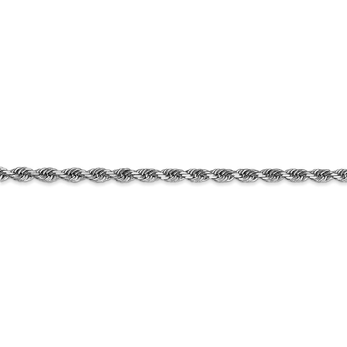 Solid 14k White Gold 3mm Diamond-Cut Quadruple Rope Bracelet - with Secure Lobster Lock Clasp 7"