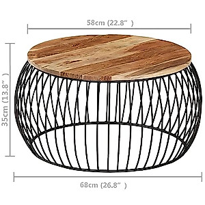 QJBSAVVA Coffee Table Ø26.8 Solid Acacia Wood,Bedside Tables Side Tables End Tables Entrance Tables Suitable for Meeting Rooms, Reception Rooms, Offices