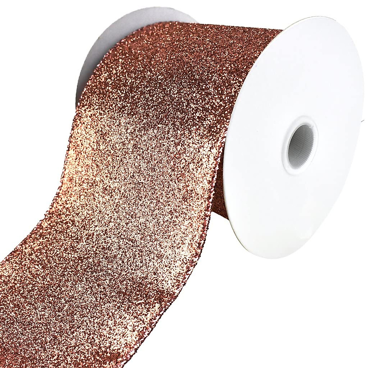 Homeford Gala Glimmer Wired Christmas Holiday Ribbon, Rose Gold, 4-Inch, 10-Yard