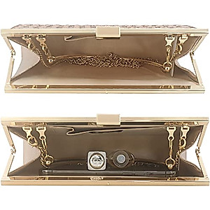 Metal Top-Handle Women Evening Clutch Purse Bag Crystal Rhinestone Handbags Champaign Medium