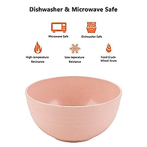 Cereal Bowl Large, 24 OZ Ramen, Dessert, Salad Bowls Set of 4, Soup, Rice, Breakfast, Snack, Noodle, Fruit, Plastic Bowls for Kitchen, Microwave Safe Bowls, Wheat Straw Dinnerware Sets, Dinner Bowls