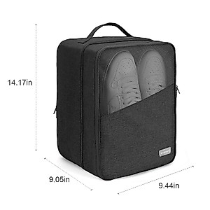 emissary Shoe Bag Holds 3 Pair of Shoes for Travel, Large Waterproof Shoe Bags for Storage, Shoe Bags for Travel With Pocket, Travel Shoe Bags for Packing, Sneaker Travel Bag for Women Men(Black)