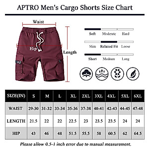 APTRO Men's Elastic Waistband Cotton Cargo Shorts Relaxed Fit Summer Casual Shorts A901 Wine 2XL