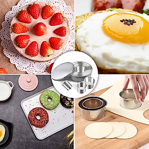 12 Pieces Round Cookie Cutters Set Stainless Steel Cookie Cutter Set Biscuit Plain Edge Round Cutters Circle Baking Metal Ring Molds Metal Ring Baking Molds Circle Pastry Donut Doughnut Cutter Set