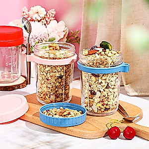12 Pcs Overnight Oats Jars with Lid and Spoon, 12 oz Large Capacity Airtight Oatmeal Container Bulk with Measurement Marks, Mason Jars with Lid for Cereal on the Go Container