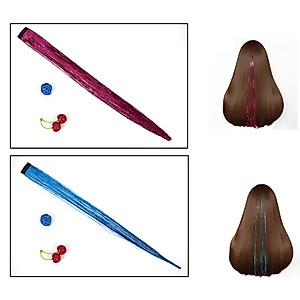 19.7 Inch Clip In Hair Fairy Tinsel Kit Clips Clip On Glitter Hair Tinsel Extensions 12 Colors