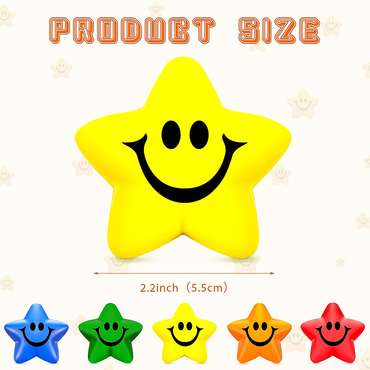 Civaner 60 Pcs Star Smile Face Stress Balls Mini Star Foam Balls Smile Funny Face Toys Relief Star Smile Balls for School Carnival Reward Student Prizes Party Favor Toy, 5 Colors