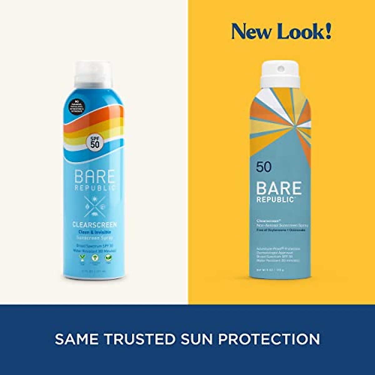Bare Republic Clearscreen Sunscreen SPF 50 Sunblock Spray, Water Resistant with an Invisible Finish, 6 Fl Oz
