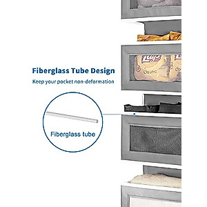 JARLINK 2 Pack 6-Shelf Over Door Hanging Organizer, Wall Mount Storage for Bedroom or Kitchen, Clear Window and PVC Pocket for Storage Cosmetics, Stationery, Sundries, etc (Grey)