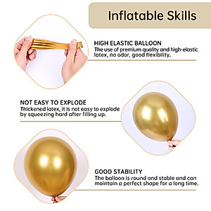 RUBFAC 140pcs Black and Gold Balloons, Balloons Arch Kit 5 10 12 18 inch Black Metallic Gold Confetti Latex Balloons for Graduation Birthday Baby Shower Wedding Anniversary Party Decorations