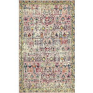 Unique Loom Monterey Collection Vintage Bohemian Inspired with Distressed Tribal Design Area Rug (5' 0 x 8' 0 Rectangular, Pink/ Yellow)