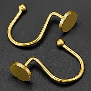 CHICTIE Gold Shower Curtain Hooks, Rustproof Shower Curtain Rings for Bathroom, Metal Shower Hooks for Shower Curtain Rod, Modern Decorative Shower Curtain Hangers Set of 12, Round Heavy Duty Design
