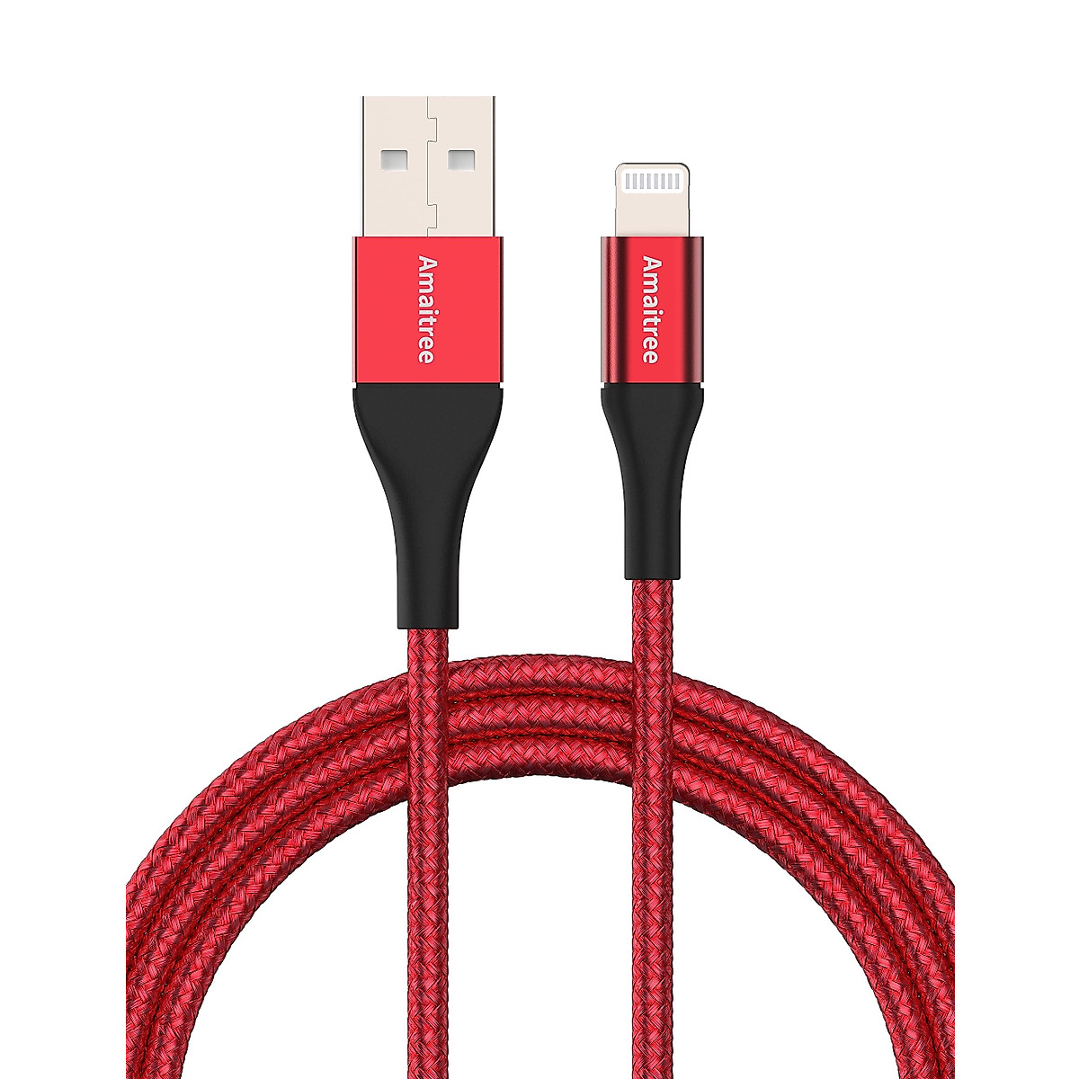 Amaitree Lightning Cable 6Ft, [Apple MFi Certified] 3A Fast Charging Nylon Braided iPhone Lightning Cable for iPhone 14 Pro Max/14/13/12/11/XS/XR/8/7/6 - Red