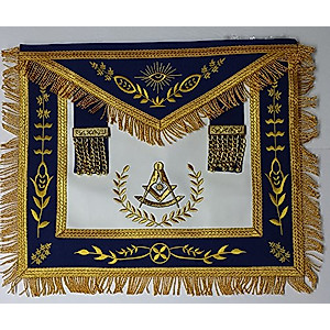 Zest4Canada Past Master Royal Blue Apron Gold Embroidered with Fringe