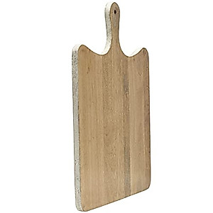 Fitz and Floyd Austin Craft Maryn Mango Wood Paddle Cheese Charcuterie Serving Board, 18-Inch, White