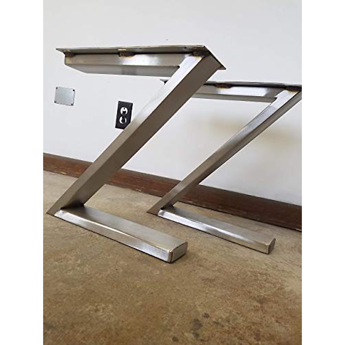 Brushed Stainless Table Legs, Z-Shaped - Any Size