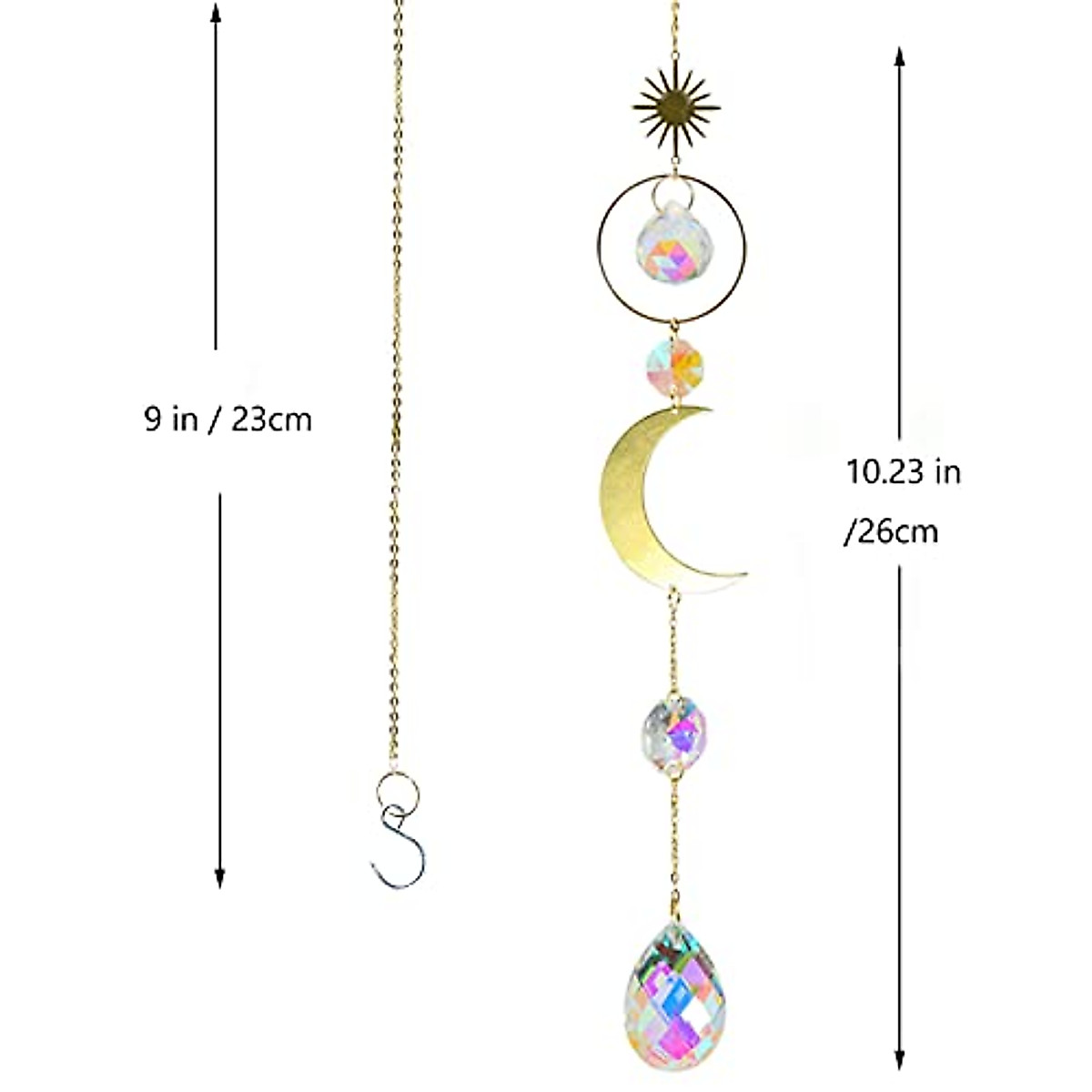 Naturemama K9 Crystal suncatcher Rainbow Maker Hanging Prism Ornament Pendant Home Garden Car Decoration 6Pack Gift Kit Sun Catchers Indoor Window (Gold)