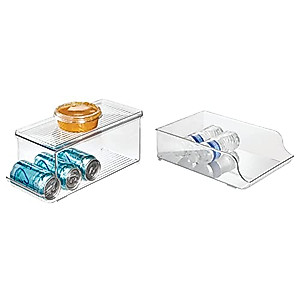 iDesign Fridge Binz BPA-Free Plastic Beverage Can Organizer with Lid - 13.84" x 5.7" x 5.8", Clear & Plastic Refrigerator and Freezer Storage Organizer Bin Water Bottle and Drink Holder, Clear