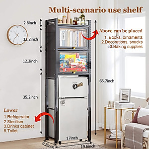 Mini Fridge Shelf Stand with Storage Triple Above Toilet Shelf,bathroom Rack Organizer Over Toilet,Metal Steel Wire Shelving Station Cabinet for Office Space Saving (Refrigerator Shelf) (gray)