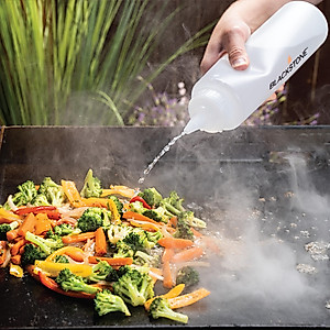 Blackstone 5071 Premium Leak-Free 32 oz Large Set of 2 Durable Clear Food Dispenser Squeeze Squirt Bottle Griddle Accessory with Cap for Sauces, Oil, Condiments,Salad Dressings, Water