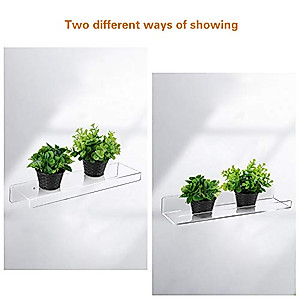 Jansburg Floating Shelves 15 inch Acrylic Wall Ledge Shelves Clear 4 Pack Invisible Display Bookshelf, 5MM Thick Premium Wall Mounted Shelf Bathroom Display Organizer