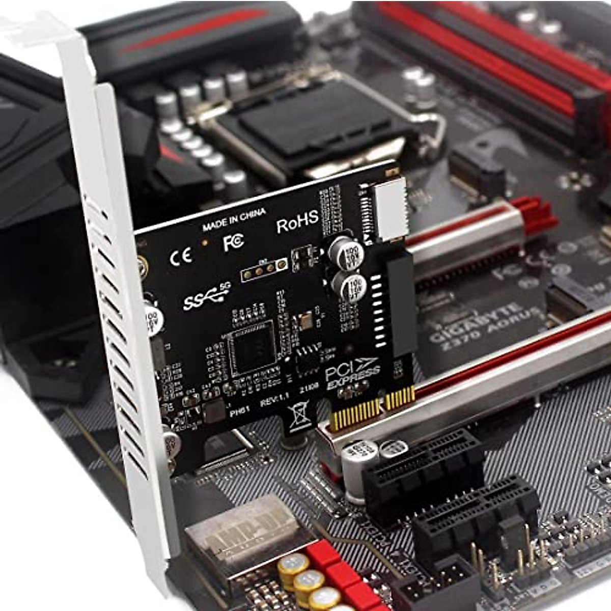 ChenYang USB 3.0 20Pin ＆ USB 3.1 Gen 1 Type-E Front Panel Socket to PCI-E 1X PCI Express Expansion Card Adapter