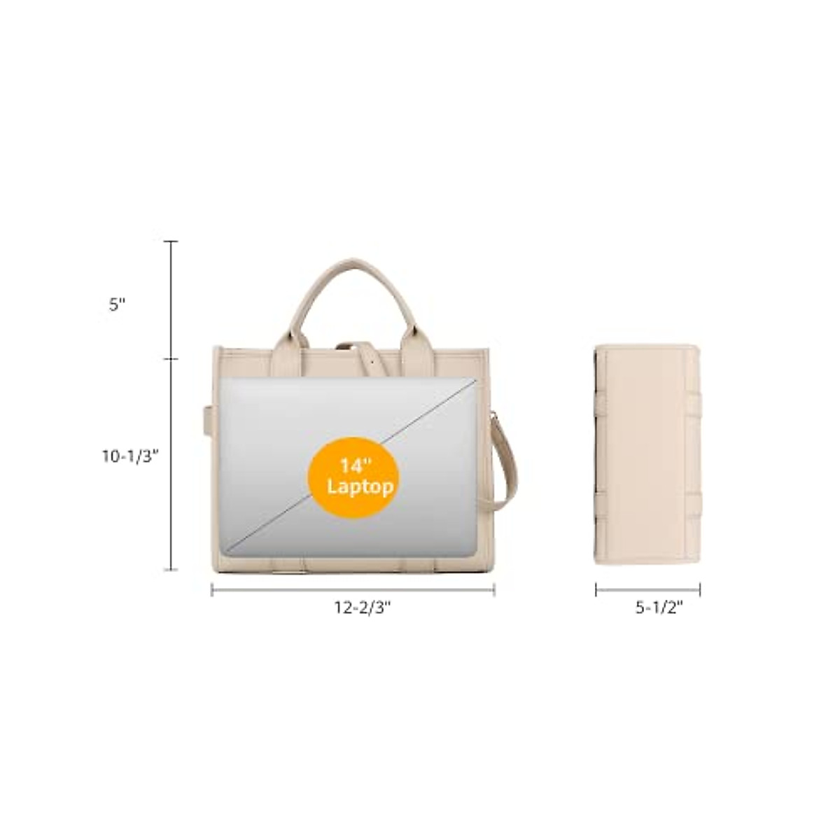 NEGBIU The Tote Bag for Women, PU Leather Tote Bag, Shoulder, Crossbody, or Handheld Bag for School, Office, Travel (10.6X13X6.3in) (Beige)